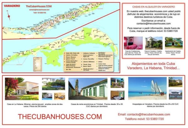 Map of Varadero, its places of interest. Put it down now