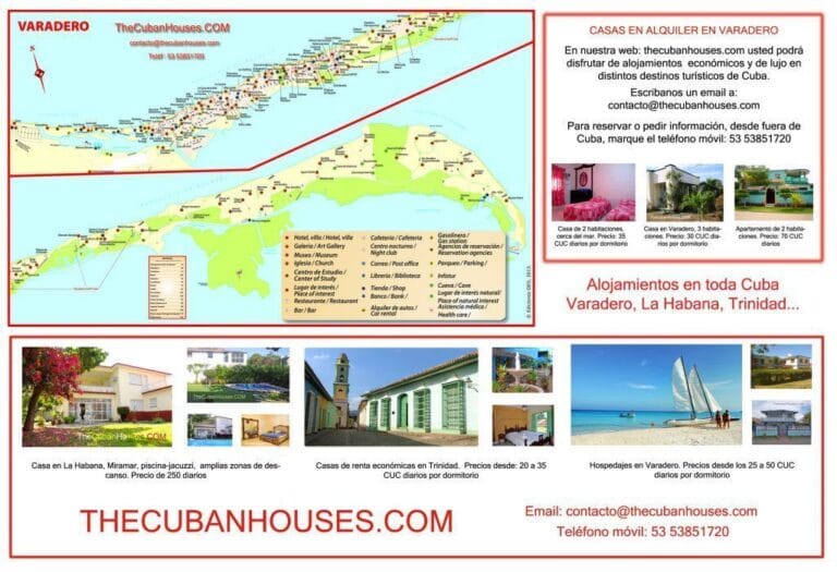 Map of Varadero, its places of interest. Put it down now